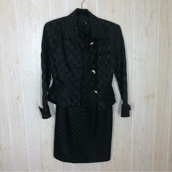 JS Collections | Dresses | Js Collection Black Checkered Dress Matching Jacket | Poshmark